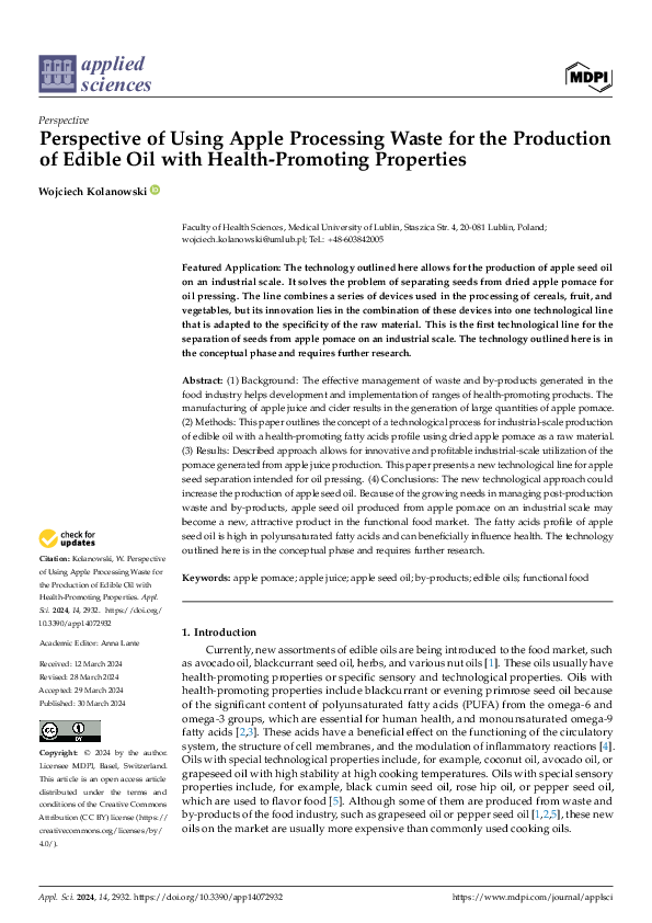 (PDF) Perspective of Using Apple Processing Waste for the Production of ...