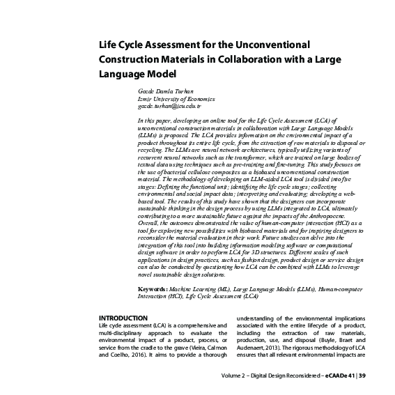(PDF) Life Cycle Assessment for the Unconventional Construction Materials in Collaboration with ...