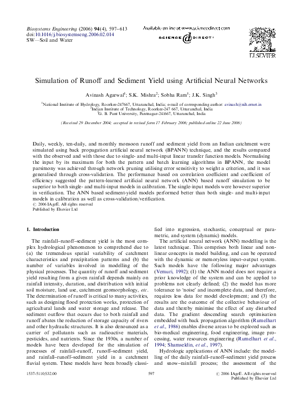 (PDF) Simulation of Runoff and Sediment Yield Using AnnAGNPS Model at Dawe Watershed, Eastern ...