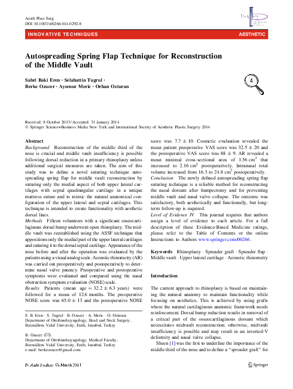 (PDF) Autospreading Spring Flap Technique for Reconstruction of the ...