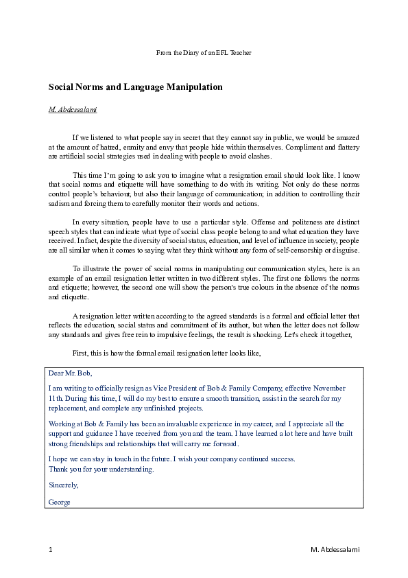 (PDF) Social Norms and Language Manipulation