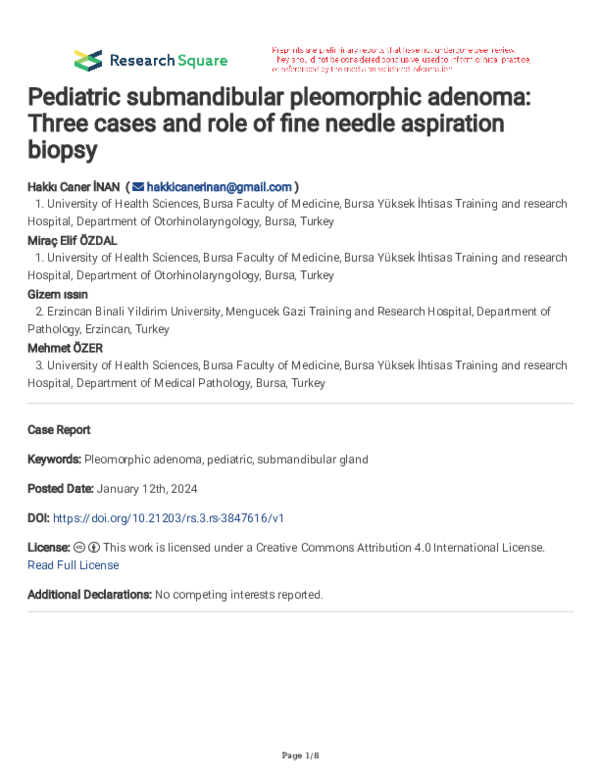 (PDF) Pediatric submandibular pleomorphic adenoma: Three cases and role ...