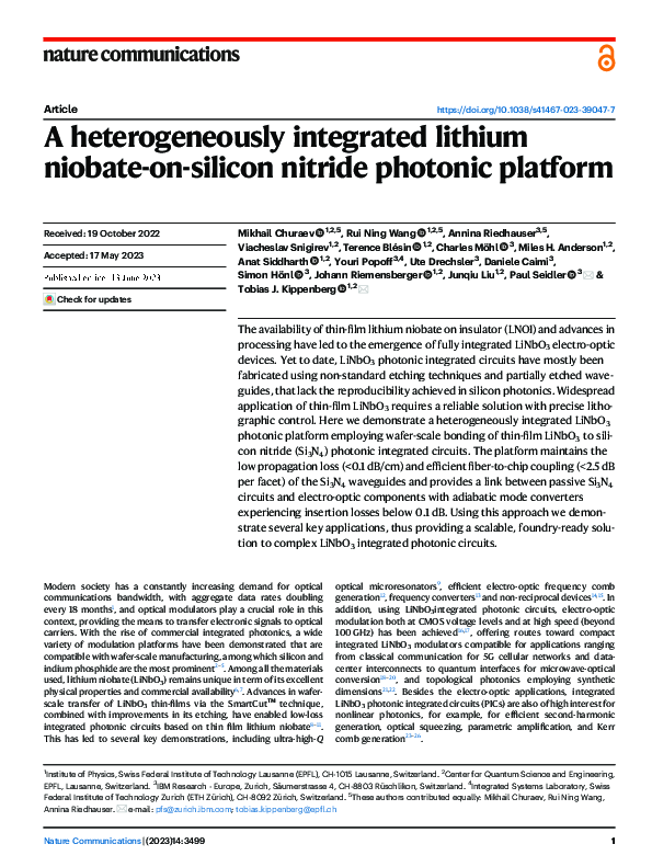 (PDF) A heterogeneously integrated lithium niobate-on-silicon nitride ...