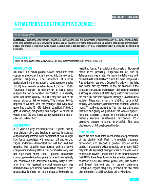 (PDF) Intrauterine Contraceptive Device