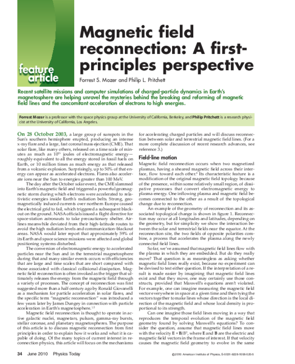(PDF) Magnetic field reconnection: A first-principles perspective