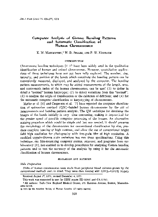 (PDF) Computer analysis of Giemsa banding patterns and automatic ...