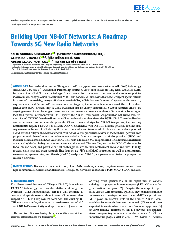 (PDF) Building Upon NB-IoT Networks: A Roadmap Towards 5G New Radio Networks