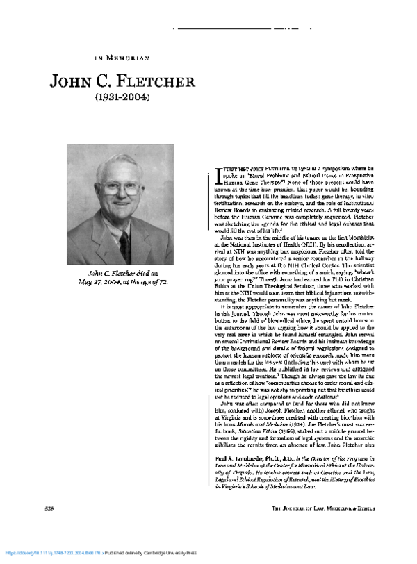 (PDF) John C. Fletcher (1931–2004)