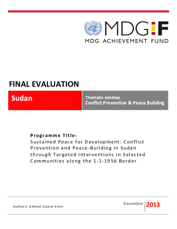 (PDF) An Evaluation of the Millennium Development Goals Fund (MDG-F ...