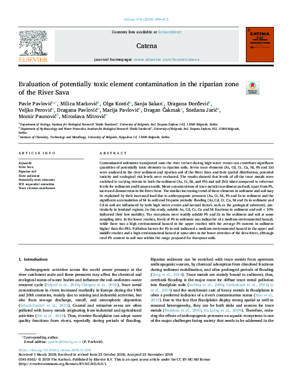 (PDF) Evaluation of potentially toxic element contamination in the ...