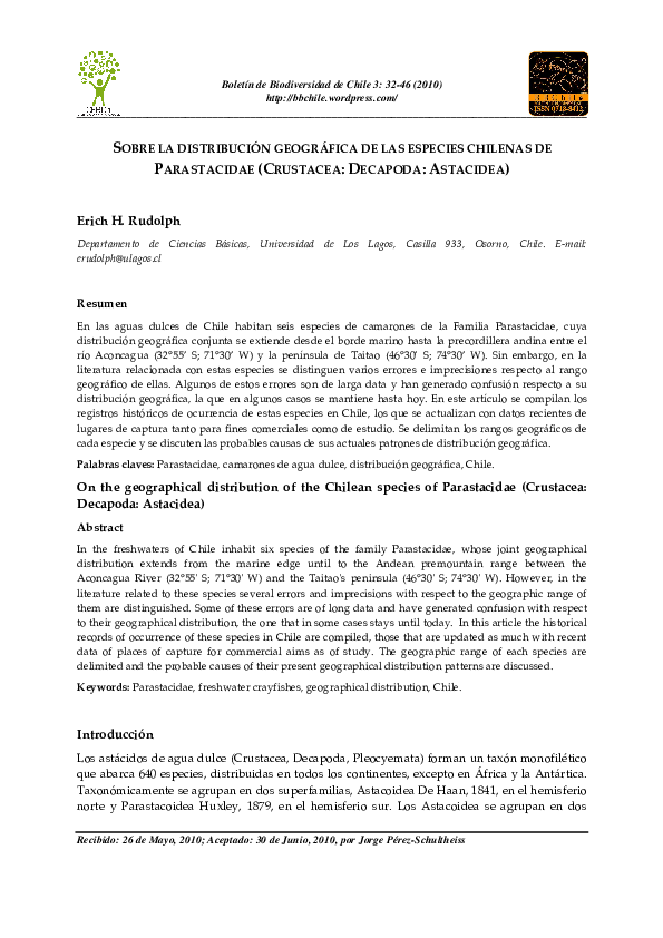 (PDF) Sobre la distribución geográfica de las especies chilenas de ...