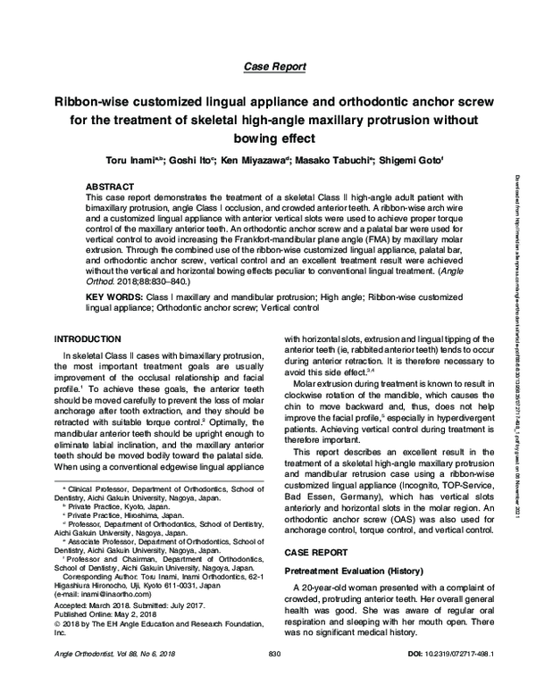 (PDF) Ribbon-wise customized lingual appliance and orthodontic anchor ...