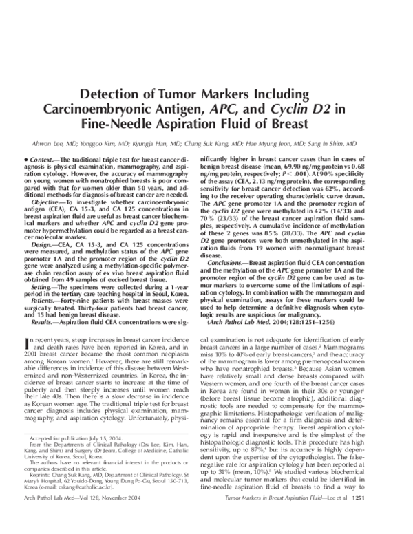 (PDF) Detection of Tumor Markers Including Carcinoembryonic Antigen ...