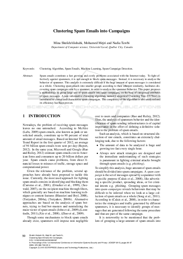 (PDF) Clustering Spam Emails into Campaigns | Mohamed Mejri - Academia.edu