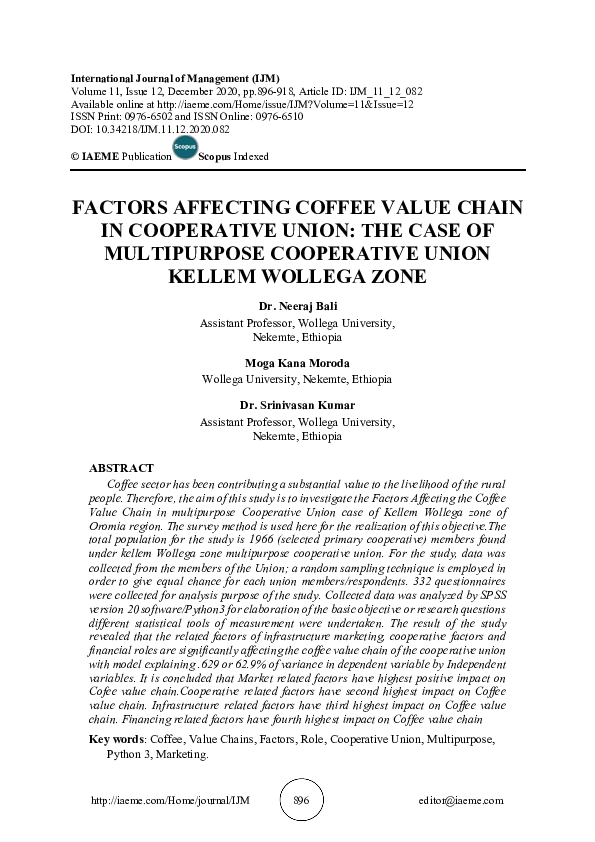 (PDF) Factors Affecting Coffee Value Chain in Cooperative Union: The ...