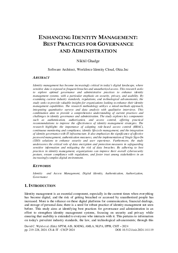 (PDF) Enhancing Identity Management: Best Practices for Governance and ...