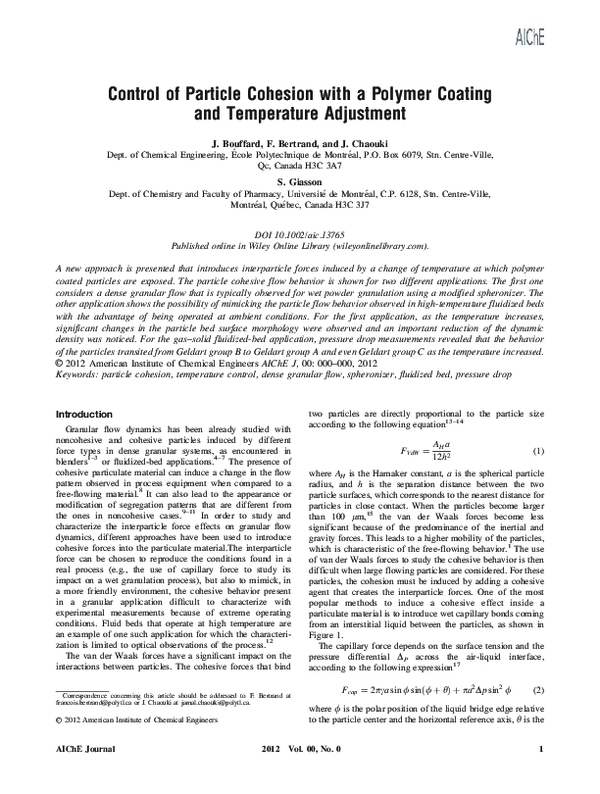 (PDF) Control of particle cohesion with a polymer coating and ...