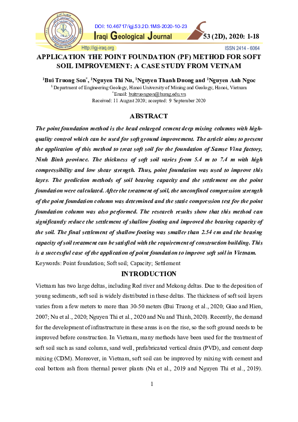 (PDF) Application the Point Foundation (PF) Method for Soft Soil ...