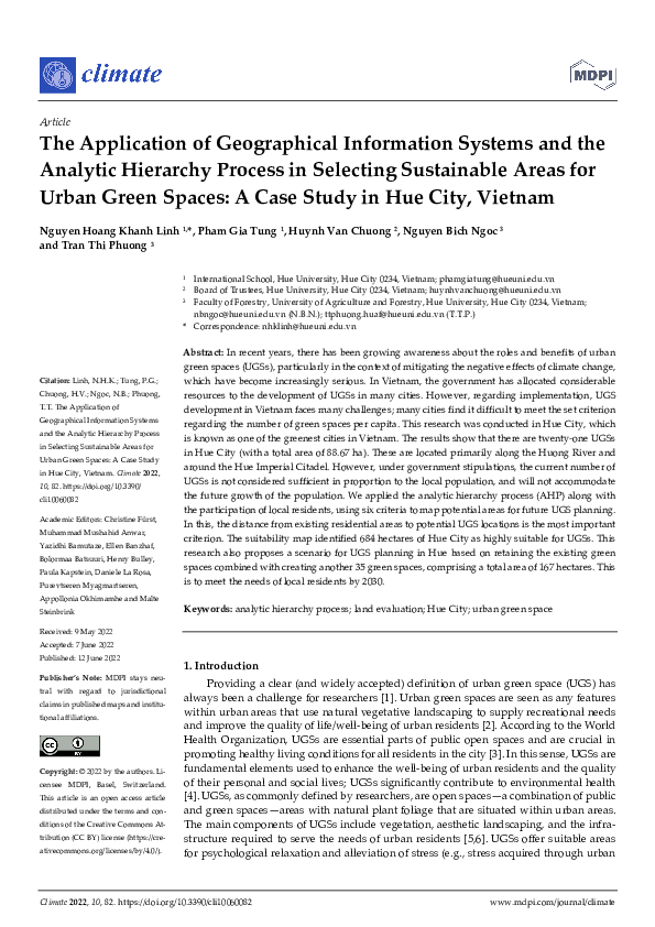 (PDF) The Application of Geographical Information Systems and the Analytic Hierarchy Process in ...