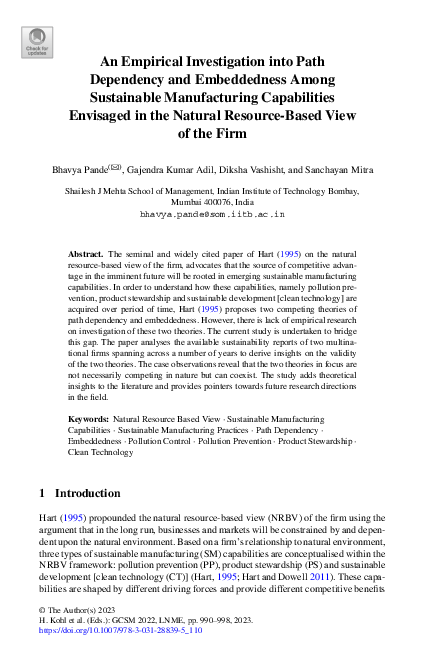 (PDF) An Empirical Investigation into Path Dependency and Embeddedness Among Sustainable ...