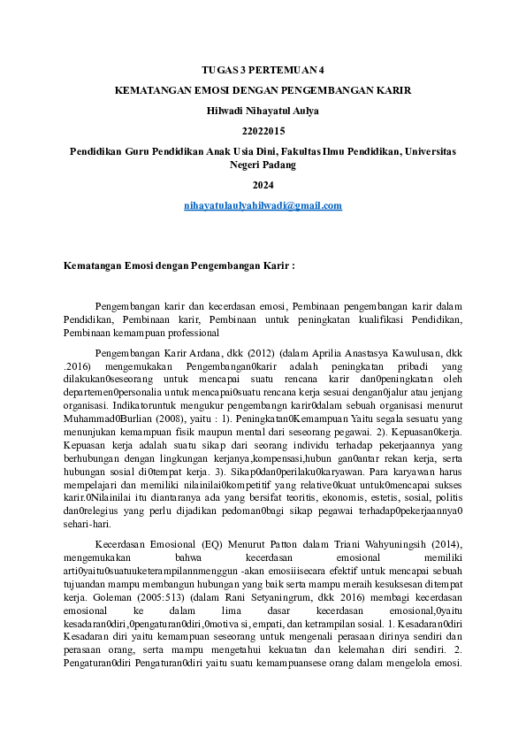 (PDF) TUGAS 3 PERTEMUAN 4 KEMATANGAN EMOSI DENGAN PENGEMBANGAN KARIR