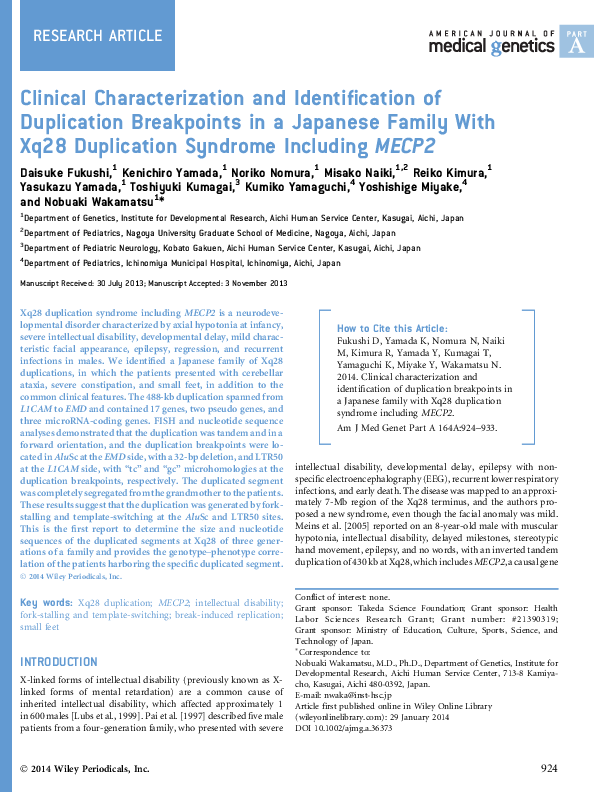 (PDF) Clinical characterization and identification of duplication ...
