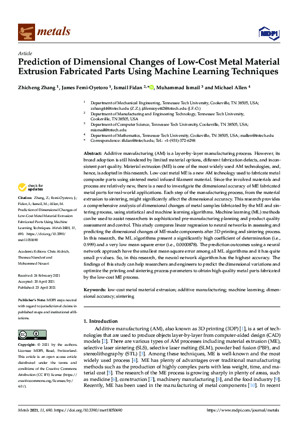 (PDF) Prediction of Dimensional Changes of Low-Cost Metal Material ...