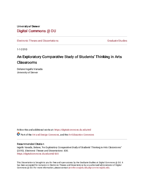 (PDF) An exploratory comparative study of students' thinking in arts ...