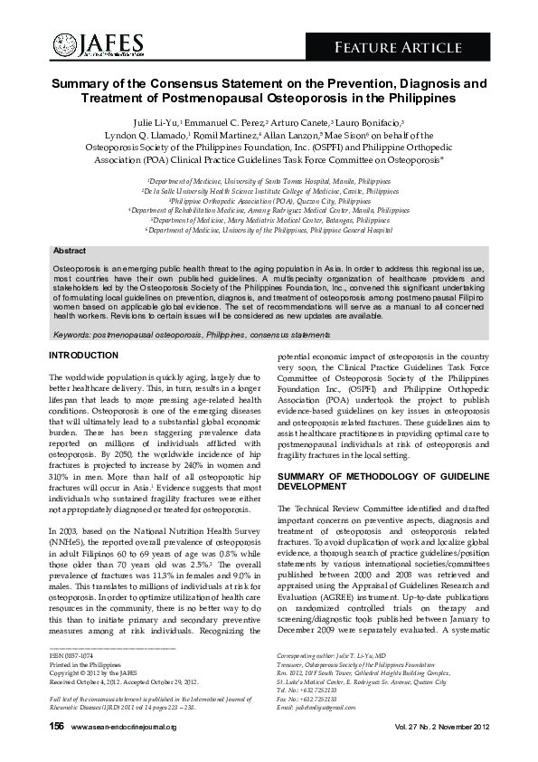 (PDF) Summary of the Consensus Statements on Osteoporosis Prevention ...