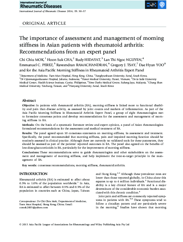 (PDF) The importance of assessment and management of morning stiffness ...