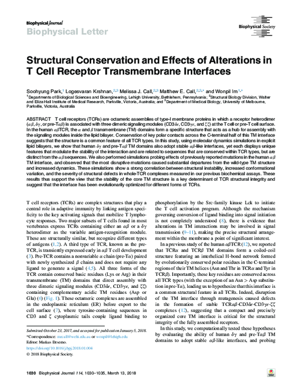 (PDF) Structural Conservation and Effects of Alterations in T Cell ...