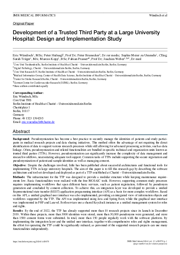 (PDF) Development of a Trusted Third Party at a Large University ...