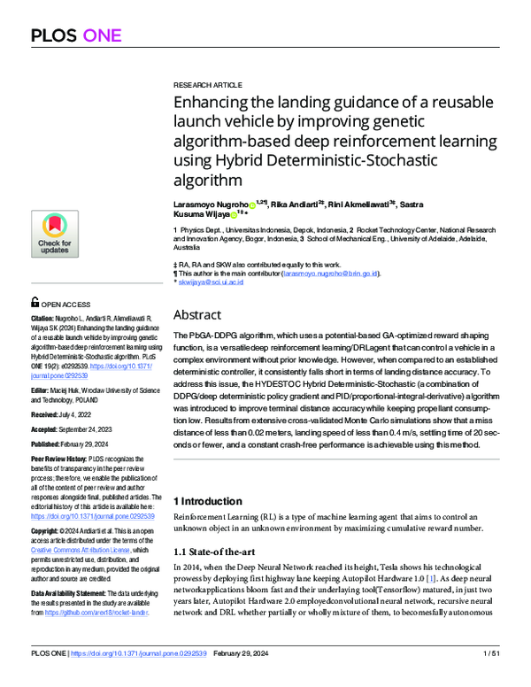 (PDF) Enhancing the landing guidance of a reusable launch vehicle by improving genetic algorithm ...