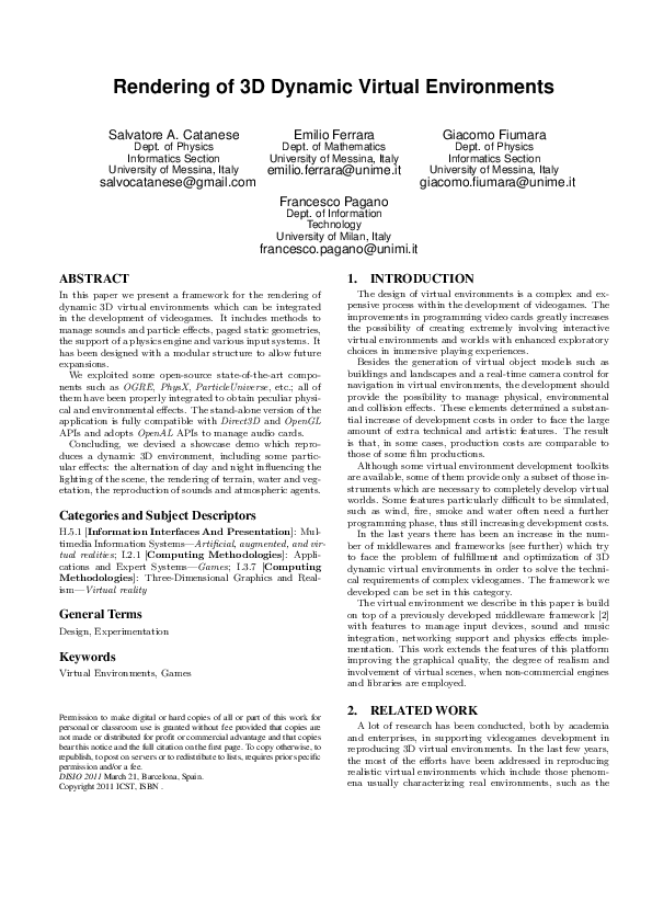 (PDF) F.: Rendering of 3d dynamic virtual environments