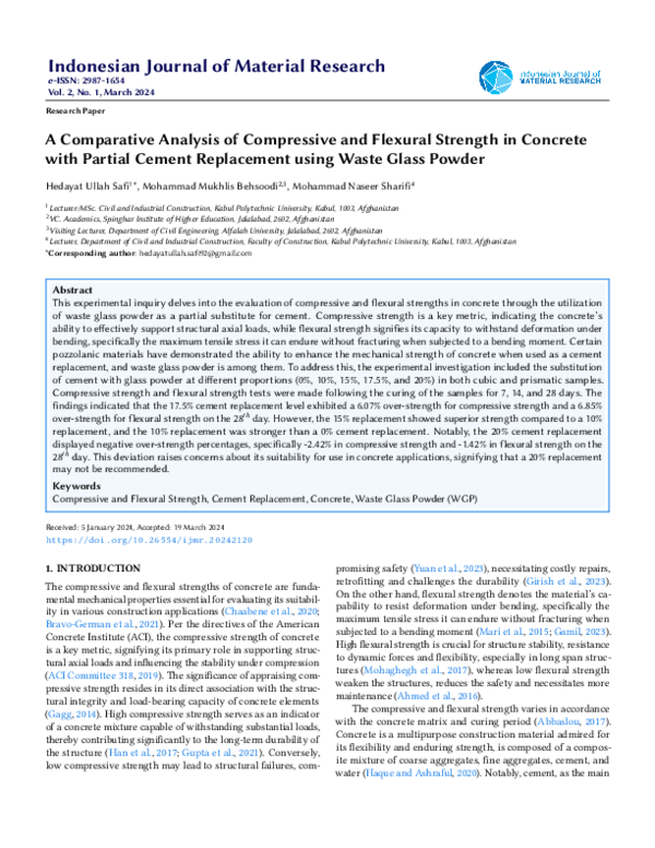 (PDF) A Comparative Analysis of Compressive and Flexural Strength in Concrete with Partial ...