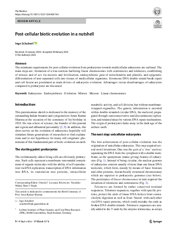 (PDF) Post-cellular biotic evolution in a nutshell