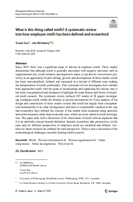 (PDF) What is this thing called misfit? A systematic review into how ...