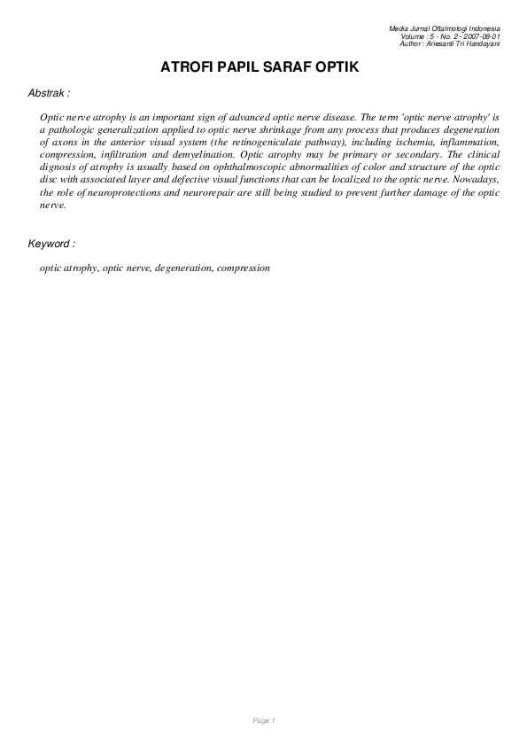 (PDF) Atrofi Papil Saraf Optik
