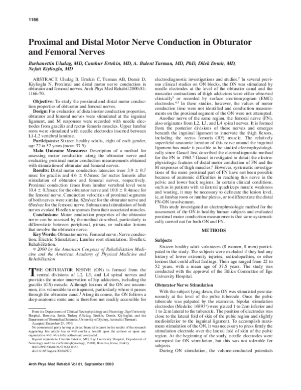 (PDF) Proximal and distal motor nerve conduction in obturator and ...