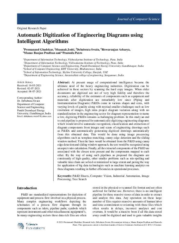 (PDF) Automatic Digitization of Engineering Diagrams using Intelligent ...