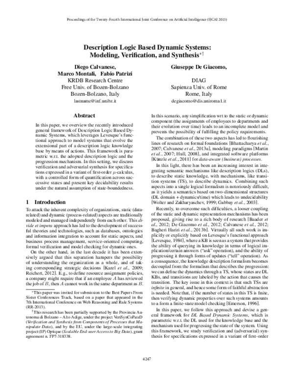 (PDF) Description logic based dynamic systems: modeling, verification, and synthesis