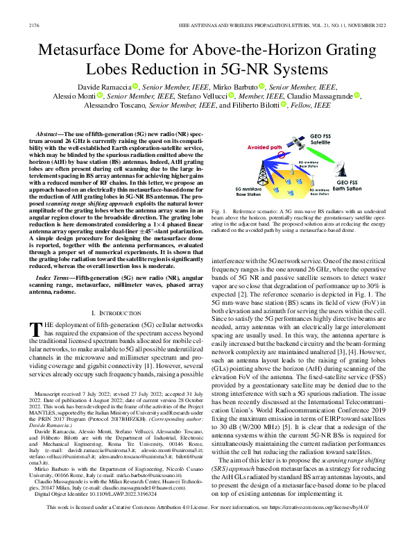 (PDF) Metasurface Dome for Above-the-Horizon Grating Lobes Reduction in 5G-NR Systems