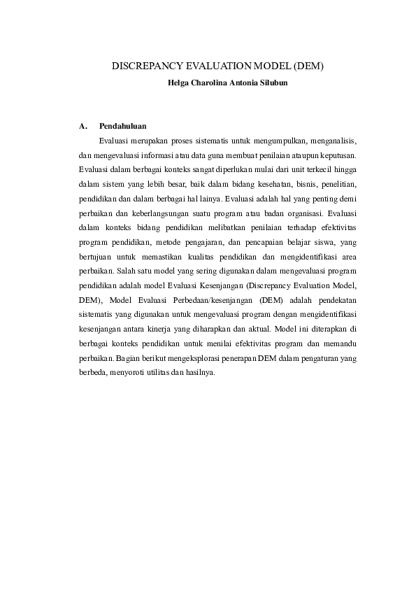 (PDF) DISCREPANCY EVALUATION MODEL (DEM