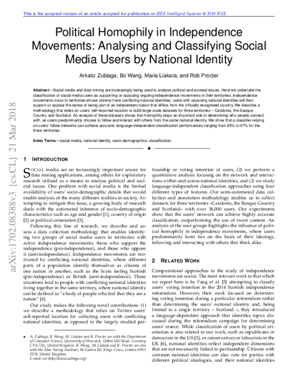 (PDF) Political Homophily in Independence Movements: Analysing and ...