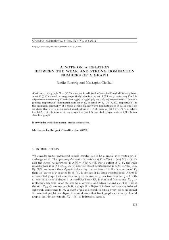 (PDF) A note on a relation between the weak and strong domination ...