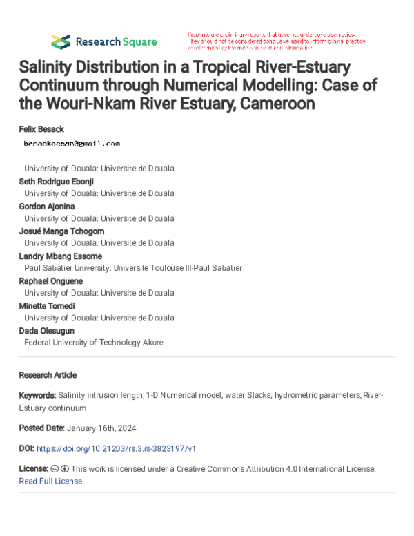 (PDF) Salinity Distribution in a Tropical River-Estuary Continuum ...