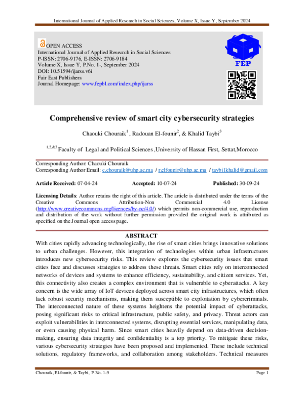 (PDF) Comprehensive review of smart city cybersecurity strategies