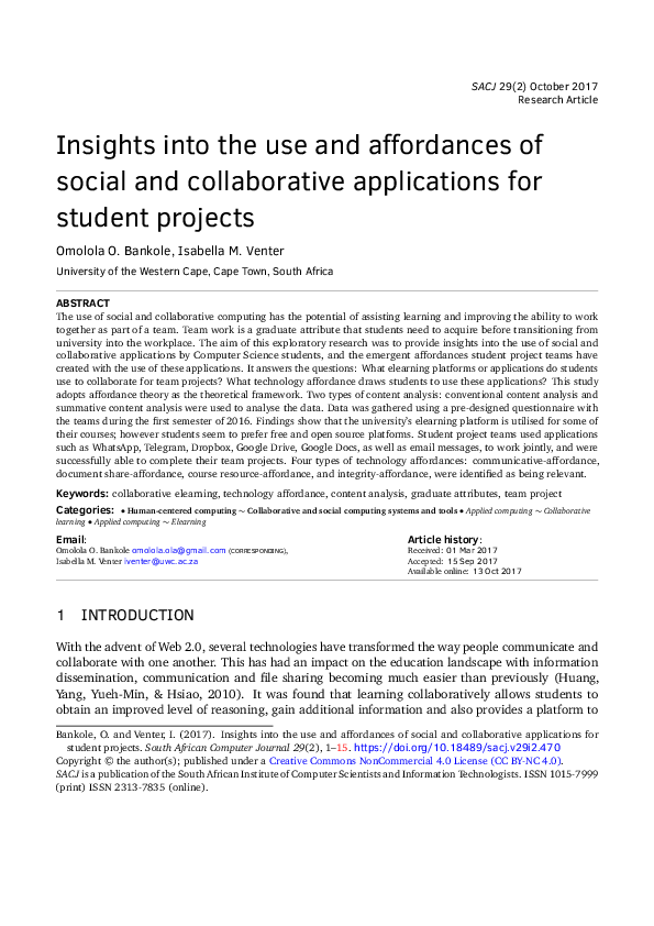 (PDF) Insights into the use and affordances of social and collaborative ...