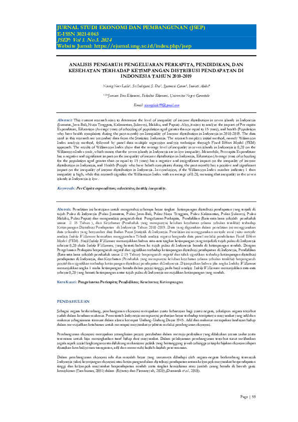 (PDF) Analisis Pengaruh Pengeluaran Perkapita, Pendidikan, Dan ... (PDF) Analisis Pengaruh Pengeluaran Perkapita, Pendidikan, Dan ...