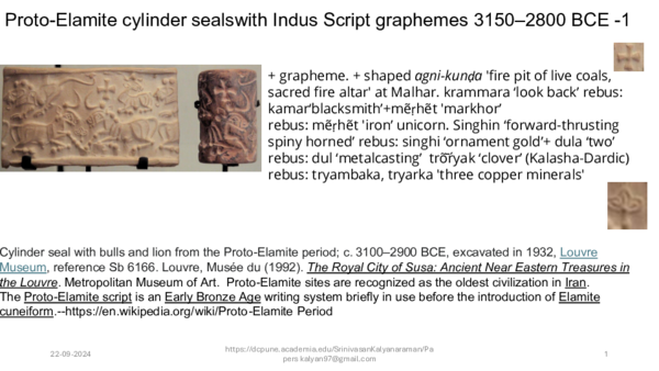 (PDF) Proto-Elamite cylinder sealswith Indus Script graphemes 3150–2800 BCE